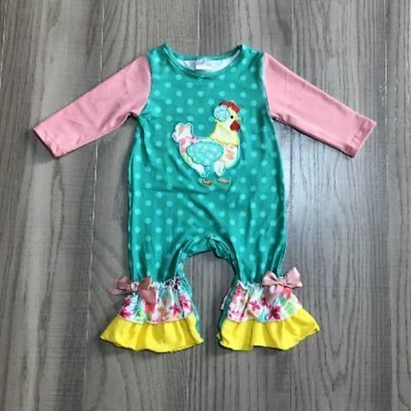 One Pieces | Boutique Baby Girls Farm Chicken Ruffle Romper Jumpsuit | Poshmark